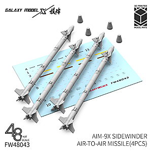NEW! Galaxy-Model FW48043 AIM-9 X Sidewinder Air-to-Air Missile (4 pcs / 3D-Printed)