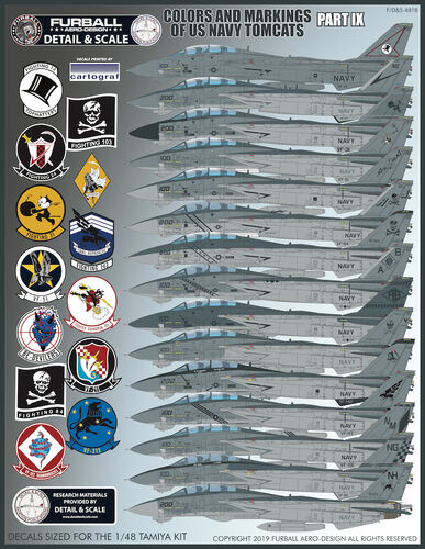 NEW! Furball Aero-Design S4818 Grumman F-14 Tomcat - Colors and Markings of US Navy Tomcats series Part IX (15 Schemes)