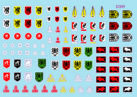 Star-Decals 35-C1359 StuG-Abt # 1. Generic insignia and unit markings for the Sturmgeschütz units.