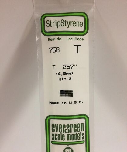 Evergreen 00768 Polystyrene "T" Shapes 6,5 mm (35 cm) (1 pc)