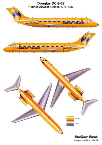 KARAYA D144-04 DOUGLAS DC-9-32 Hughes Airwest Airlines 1973-1980