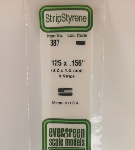 Evergreen 00387 Polystyrene Strip 3,2 x 4 mm (60 cm) (1 pc)