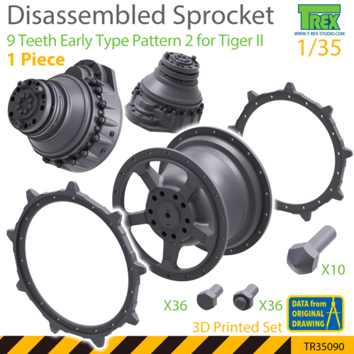 T-Rex Studio 35090 Disassembled KingTiger Sprocket 9 Teeth Early Type Pattern 2 1 piece