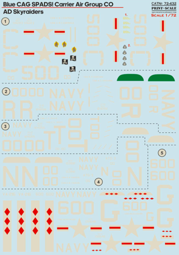 Print Scale 72-432 Blue CAG SPADS. Carrier Air Group CO AD Skyraiders