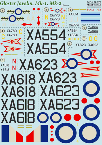 Print Scale 72-370 Gloster Javelin Mk-1 Mk-2 Part 1 In the complete set 2 sheets