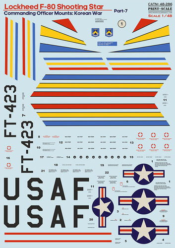 Print Scale 48-286 Lockheed F-80 Shooting Star Part 7 - Commanding Officer Mounts Korean War