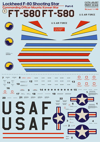 Print Scale 48-287 Lockheed F-80 Shooting Star Part 8 - Commanding Officer Mounts Korean War