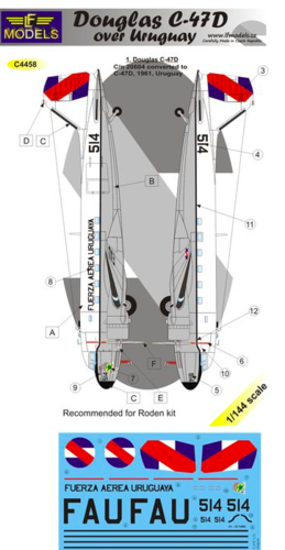 LF Models C4458 Douglas C-47D over Uruguay