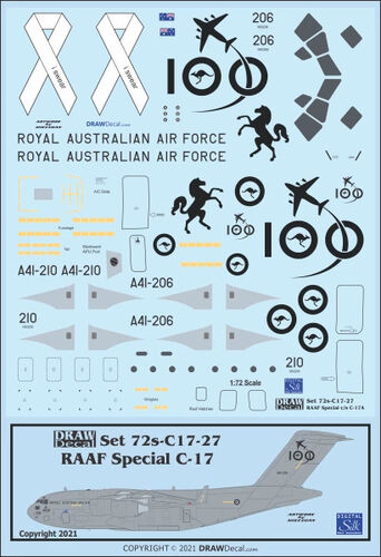 Draw Decal 72-C17-27 Boeing C-17 A Globemaster III - Royal Australian Air Force Special Scheme