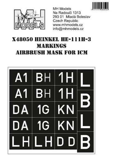 MH Models X48050 Heinkel He.111H-3 Markings airbrush mask