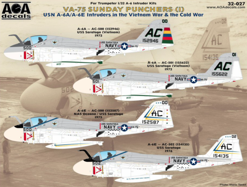 AOA decals 32-027 VA-75 Sunday Punchers 1 - USN A-6A/ A-6E Intruders in the Vietnam War & the Cold War