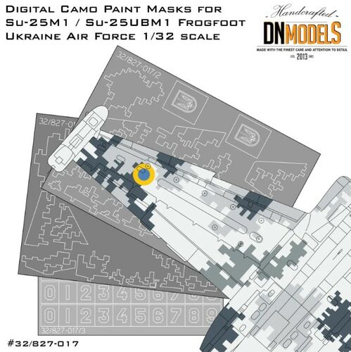 DN Models 32-827-017 Su-25M1 / Su-25UBM1 Frogfoot Ukrainian Digital Camo Paint Mask Set