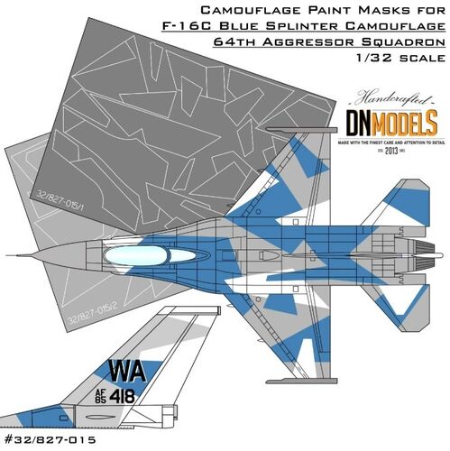 DN Models 32-827-015 Camouflage Paint Masks For F-16C Blue Splinter Aggressor