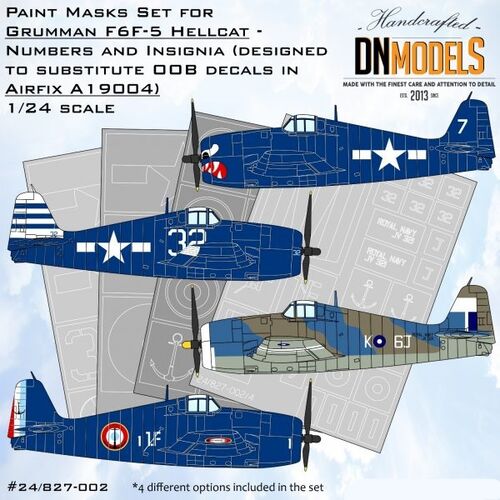 DN Models 24-827-002 Grumman Hellcat F6F-5 Numbers And Insignia Paint Mask Set
