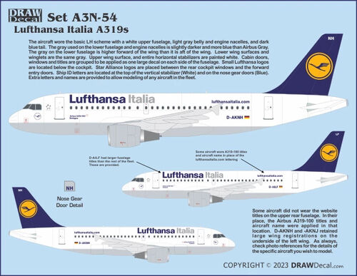 Draw Decal 20-A3N-54 Airbus A319 - Lufthansa Italia