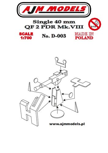 AJM Models D-003 Single 40mm QF 2 PDR Mk. VIII