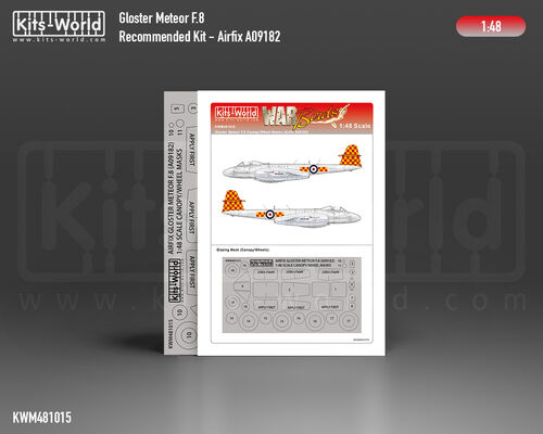 Kits World M481015 Gloster Meteor F.8 wheels and canopy paint mask outside only (for Airfix 09182 kit)