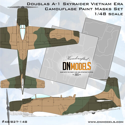 DN Models 48-827-148 Douglas A-1 Skyraider Vietnam Era Camouflage Paint Masks Set