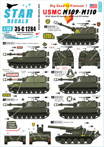 Star-Decals 35-C1284 Big Guns in Vietnam # 1. USMC M109 and M110 SP Guns.
