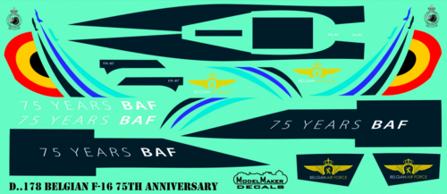 Model Maker Decals D48178 Belgian F-16 75TH Anniversary
