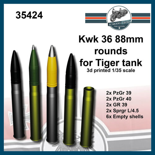 FC ModelTrend 35424 Kwk 36 88mm Rounds For Tiger Tank