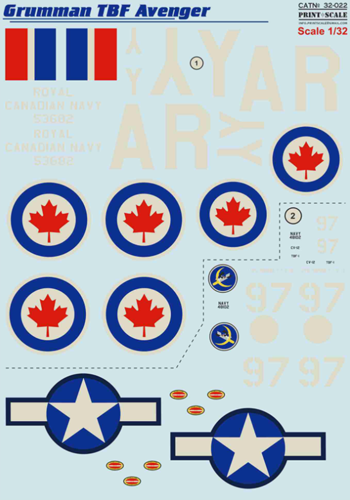 Print Scale 32-022 Grumman TBF/TBM Avenger The complete set 2 leaf