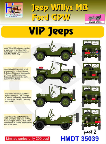 H-Model Decals T35039 Willys Jeep MB/Ford GPW: VIP Jeeps (Part 2)