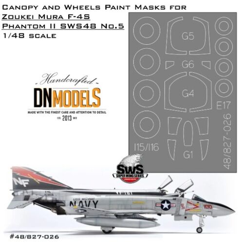 DN Models 48-827-026 Canopy And Wheels Paint Masks For F-4S Phantom II Zoukei-Mura SWS No.5