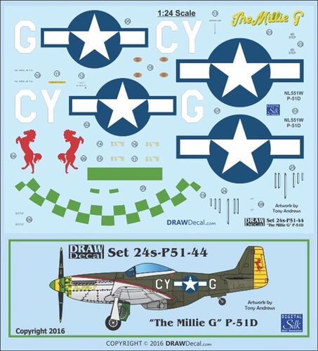 Draw Decal 24-P51-44 North American P-51 D - "The Millie G" Gathering of Mustangs and Legends