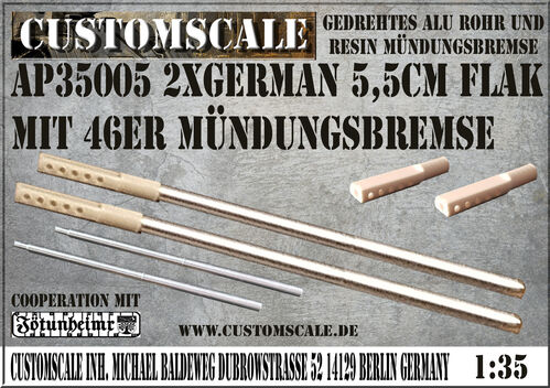 Custom scale AP35005 2x German 5,5cm Flak mit 46er Mündungsbremse