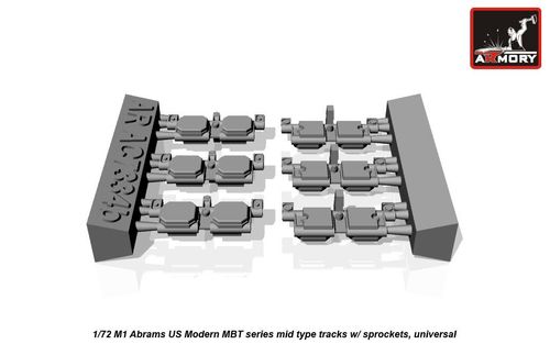 Armory Models Group AC7334b M1 Abrams series mid type tracks (solid teeth) w/ drive wheels