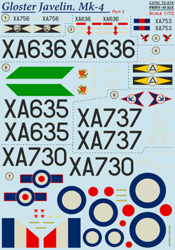 Print Scale 72-374 Gloster Javelin Mk4. Part 3 In the complete set 2 sheets