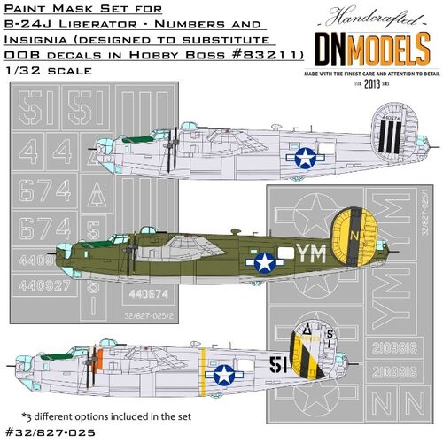 DN Models 32-827-025 B-24J Liberator Insignia And Numbers Paint Mask Set