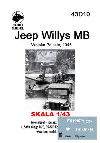 Toro Model 43D10 Jeep Willys MB - Wojsko Polskie ( numery do dwóch pojazdów ), 1945