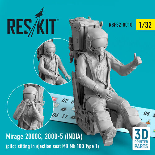 DISCONTINUED RES/KIT F32-0010 Mirage 2000C, 2000-5 (INDIA) Pilot Sitting In Ejection Seat MB Mk.10Q (Type 1)