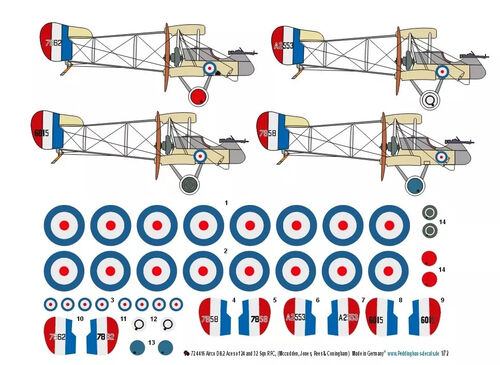 Peddinghaus-Decals 4416 Airco DH.2 Aces Of 29 And 32 Sqn RFC, (Mccudden, Jones, Rees And Coningham)