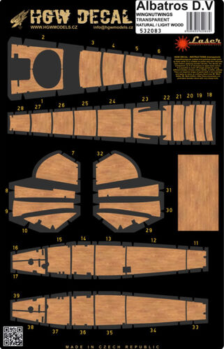 HGW Models 532083 Albatros D.V - Transparent / Natural Light Wood (for Wingnut Wings kits)