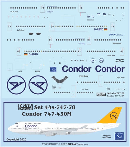 Draw Decal 44-747-78 Boeing 747-400M - Condor (D-ABTD)