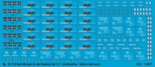 Peddinghaus-Decals 2183 Markings For All Dieselloks Of Type D 311, Dora Gun