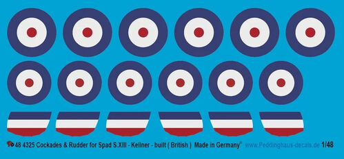 Peddinghaus-Decals 4325 Cockades And Rudder For Spad S.XIII - Kellner-Built (British)