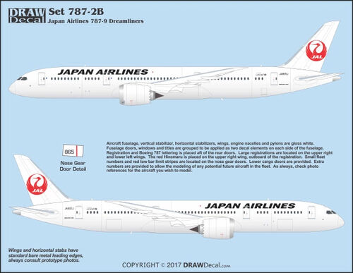 Draw Decal 20-787-02B Boeing 787-9 Dreamliner - Japan Airlines