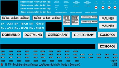 Peddinghaus-Decals 1194 Reichsbahn Markings Steamer Wagon And Train Stations
