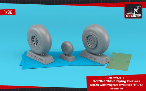 Armory Models Group AW32318 B-17B/C/D/E/F Flying Fortress wheels w/ weighted tyres type "b" (FS) & PE hubcaps
