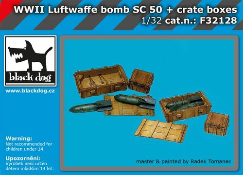 Black Dog F32128 WW II Luftwaffe bomb SC 50 + crate boxes