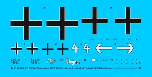 Peddinghaus-Decals 4198 LVG C.VI FA 7 - Serial Number 4352 And 4802/18, Lt. Weymar And Lt. Haselhboff, France 1918