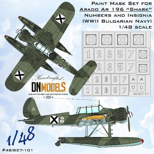DN Models 48-827-101 Arado Ar 196 Shark Insignia And Numbers - WW II Bulgarian NAVY Paint Mask Set