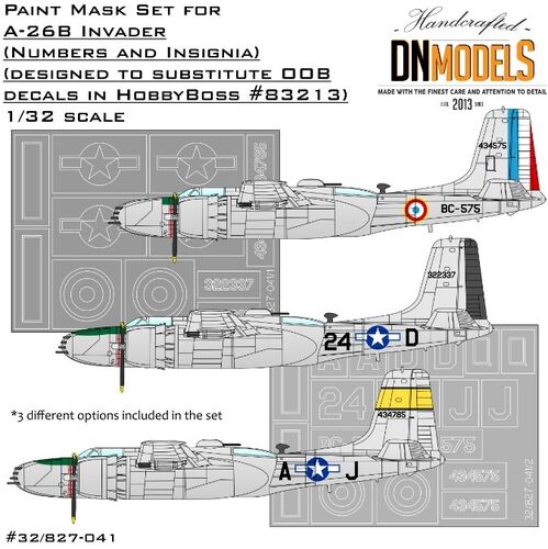 DN Models 32-827-041 A-26B Invader Numbers And Insignia Paint Mask Set