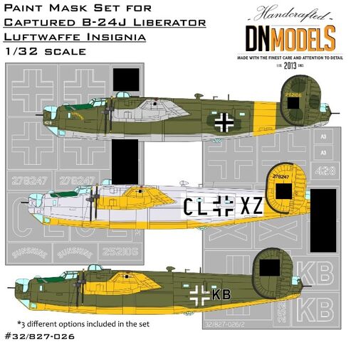 DN Models 32-827-026 Captured B-24 Liberators Luftwaffe Insignia Paint Mask Set