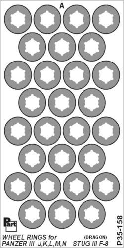 Part P35-158 StuG III Ausf wheel rings Tamiya