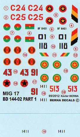 Berna Decals 14402 African Air Forces Mikoyan MiG-17 Part 1
